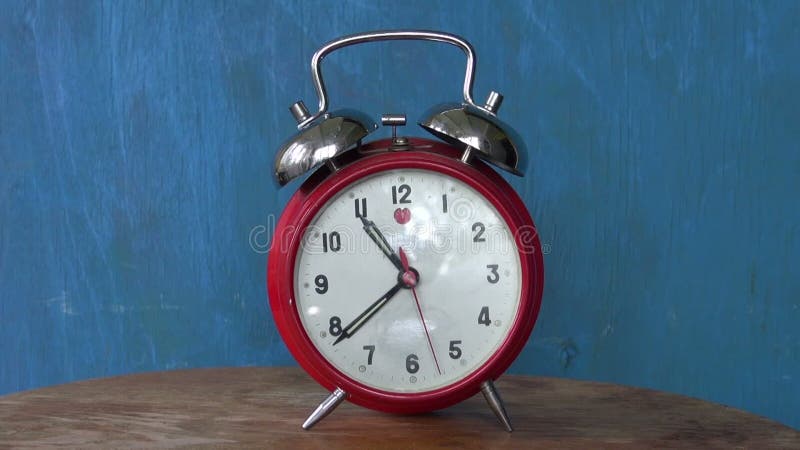 Classic Analogue Red Alarm Clock Arrow Motion Stock Footage - Video of ...