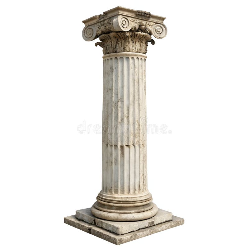 Classic Ancient Column Isolated on White Background Stock Image - Image ...