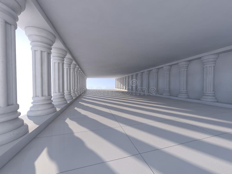 Classic Ancient Interior with Columns. 3D Stock Illustration ...