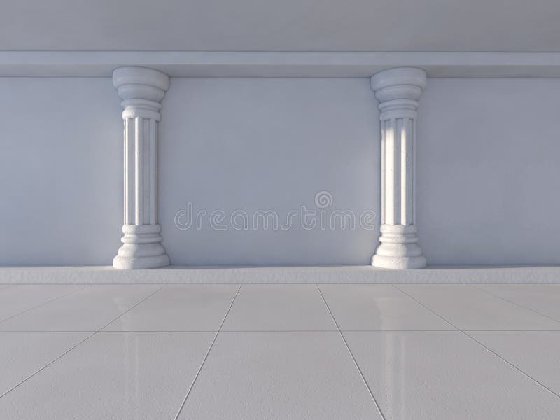 Classic Ancient Interior with Columns. 3D Stock Illustration ...