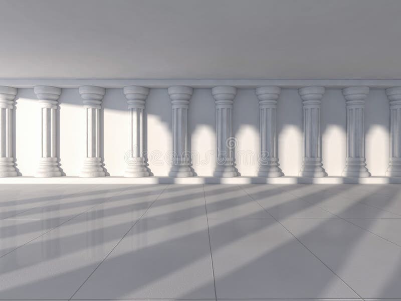Classic Ancient Interior with Columns. 3D Stock Illustration ...