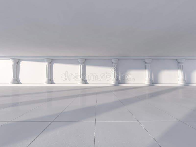 Classic Ancient Interior with Columns. 3D Stock Illustration ...