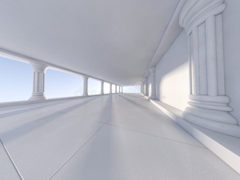 Classic Ancient Interior with Columns. 3D Stock Illustration ...