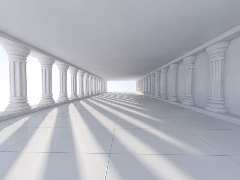 Classic Ancient Interior with Columns. 3D Stock Illustration ...