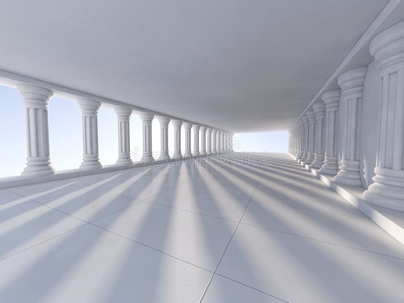 Classic Ancient Interior with Columns. 3D Stock Illustration ...