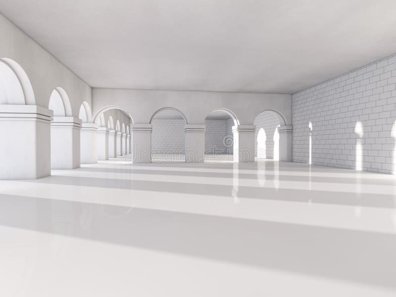 Classic Ancient Interior with Columns. 3D Stock Illustration ...