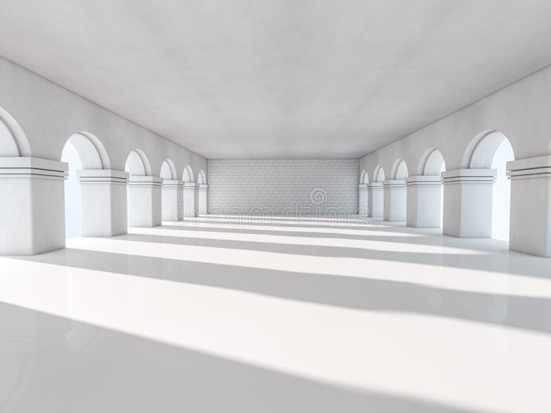 Classic Ancient Interior with Columns. 3D Stock Illustration ...