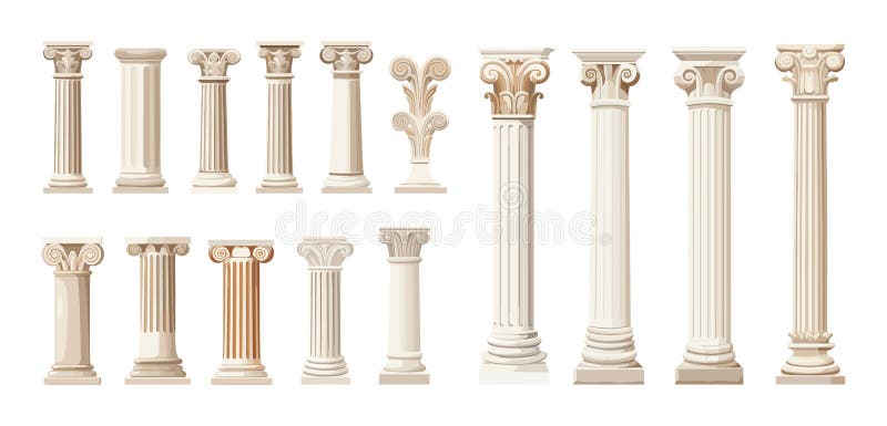 Classic Ancient White Columns. Isolated Column Greek and Romanian Style ...
