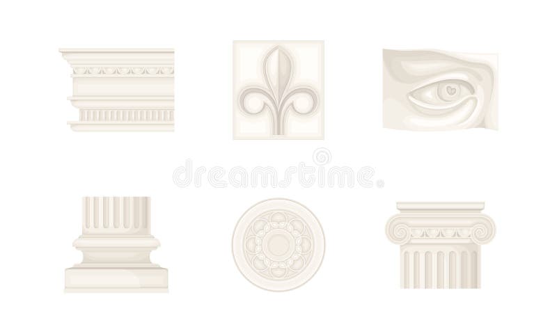Classic Antique Decor Element Set. Marble Architectural Carved Stone ...