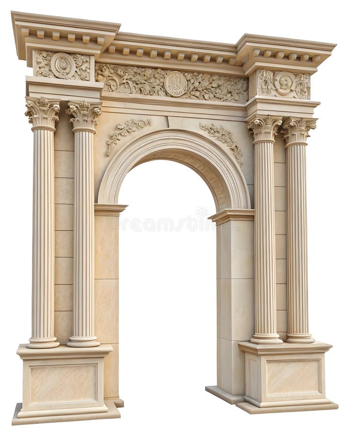 Classic Antique Gate with Pillars or Column Arch Isolated on Clean and ...