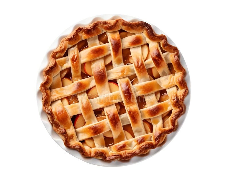 Classic Apple Pie Top View Braided Dough on White Background Stock ...