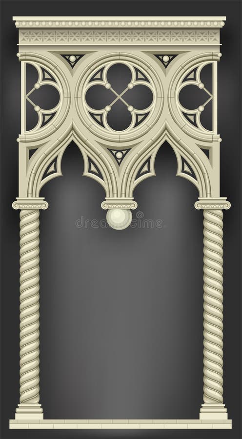 Classic Arcade Gallery Facade of Gothic Cathedral Stock Vector ...