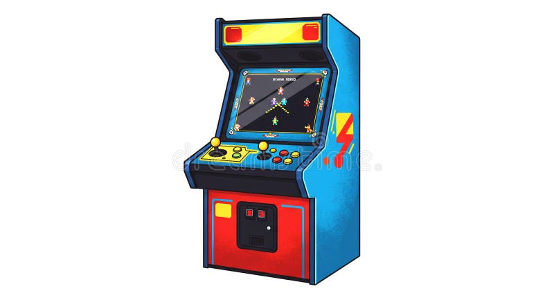 Classic Arcade Machine with Blue Highlights on Red Base Stock ...