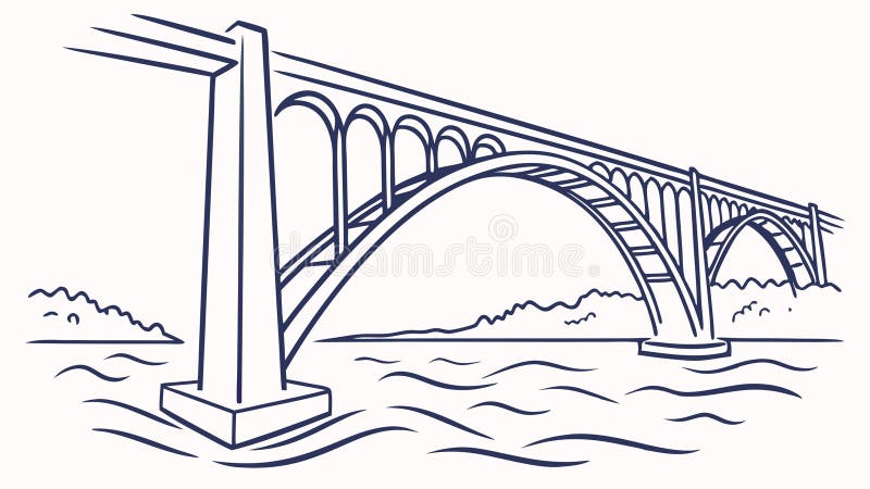 Classic Arch Bridge Line Art Illustration Vector Design, Vector Design ...
