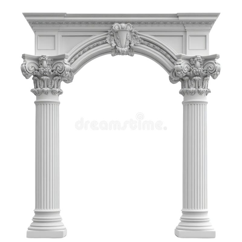 Classic Arch with Columns Isolated on a Transparent or White Background ...