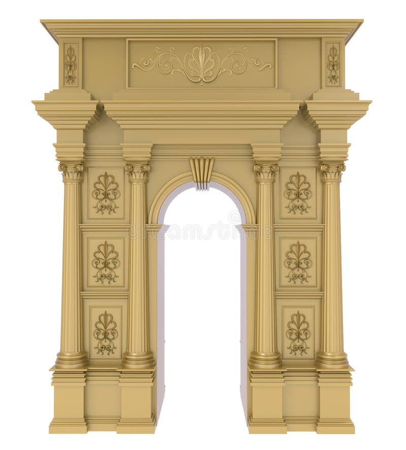 Classic Arch with Gilded Columns and Carvings Stock Illustration ...
