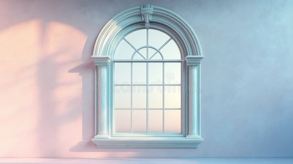 Classic Arched Window with Soft Pastel Lighting. Stock Image - Image of ...