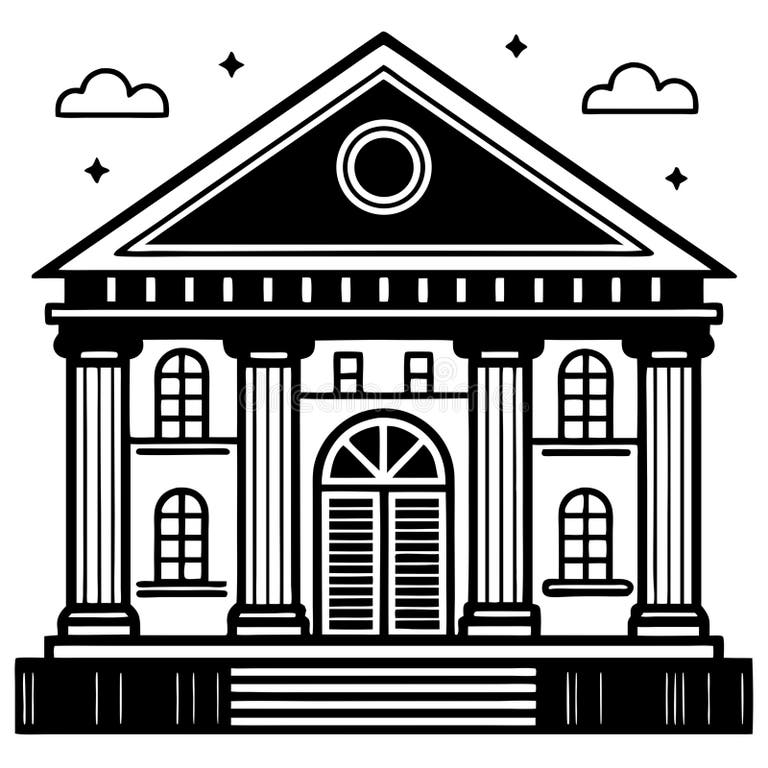 Classic Architectural Building Design with Columns for Illustration and ...