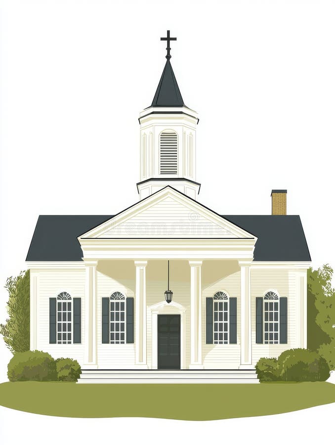A Classic Architectural Courthouse Illustration on a White Background ...