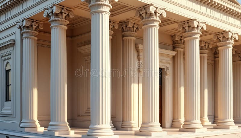 Classic Architecture Building Facade Shows Many Columns. Elegant ...