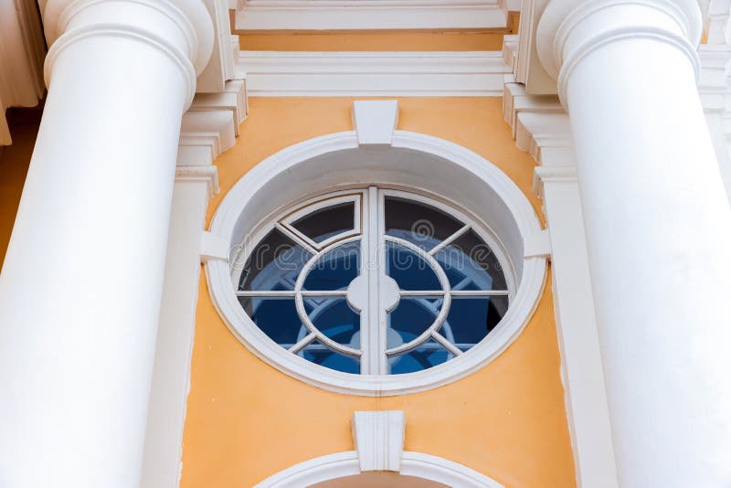 Classic Architecture Details, Round Window with White Frame Stock Image ...