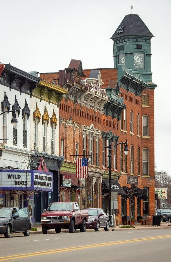 Classic Architecture in Small Michigan Uptown Editorial Image - Image ...