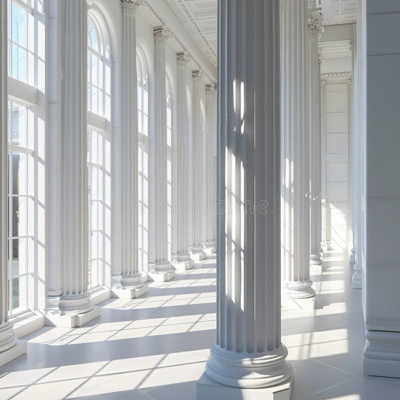 Classic Architecture, White Columns, Sunny Day, Frontal Shot, Sharp ...
