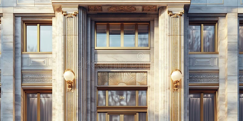Classic Art Deco Office Building with Intricate Architectural Details ...