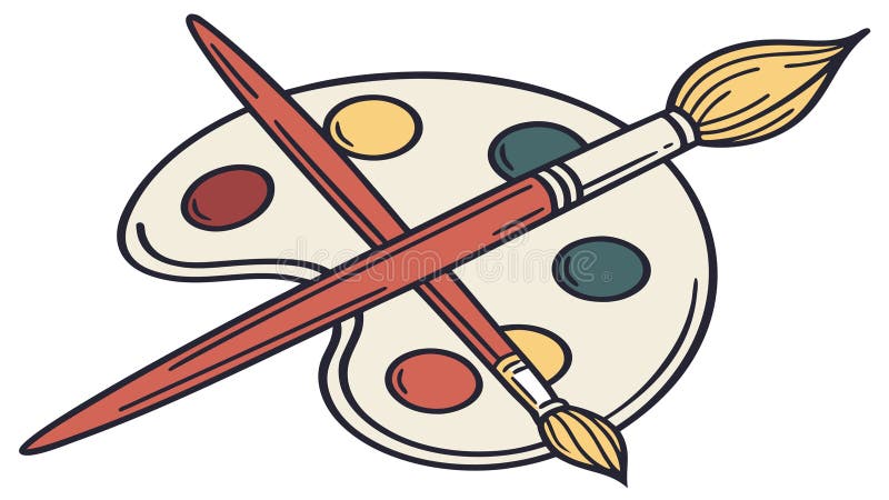 A Classic Artist S Paint Palette and Crossed Brushes for Creative ...