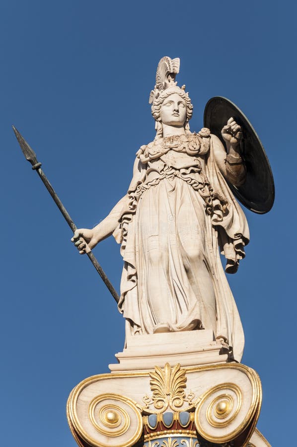 Classic Athena statue stock image. Image of shield, greece - 81158585