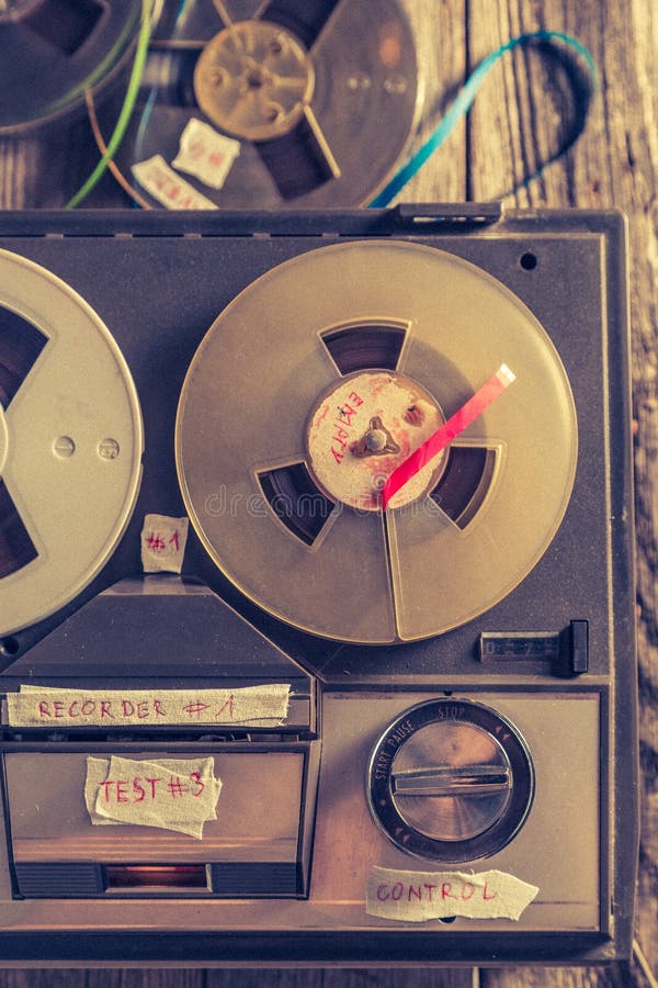 Classic Audio Tape Recorder with a Few Rolls of Tape Stock Image ...