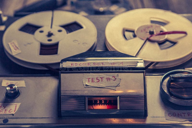 Classic Audio Tape Recorder with Microphone and Roll of Tape Stock ...
