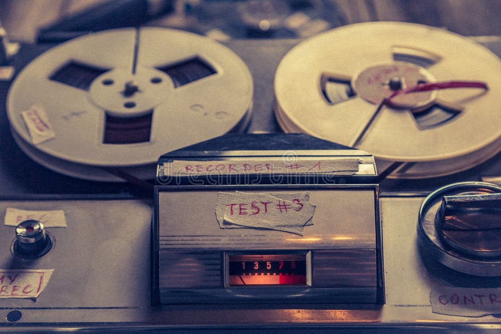 Classic Audio Tape Recorder with Microphone and Roll of Tape Stock ...