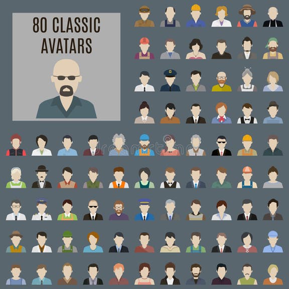 Classic avatars stock vector. Illustration of woman, flat - 52177571