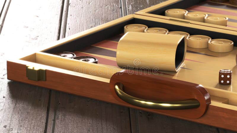 Classic Backgammon Board Game with Dice and Shakers Stock Photo - Image ...
