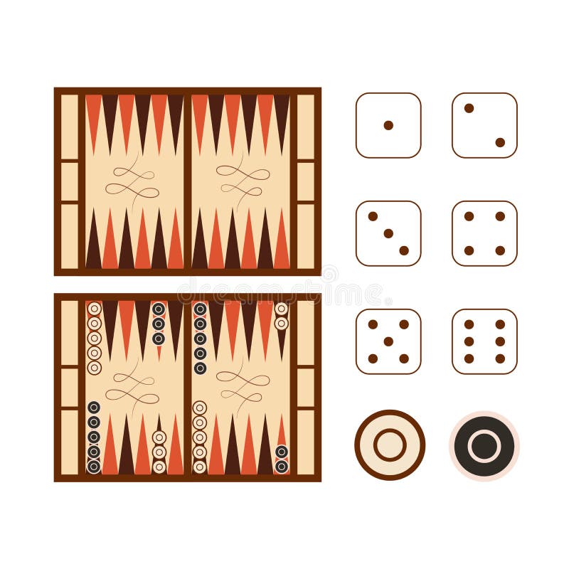 Classic Backgammon Game Field with Dice Set on White Stock Vector ...