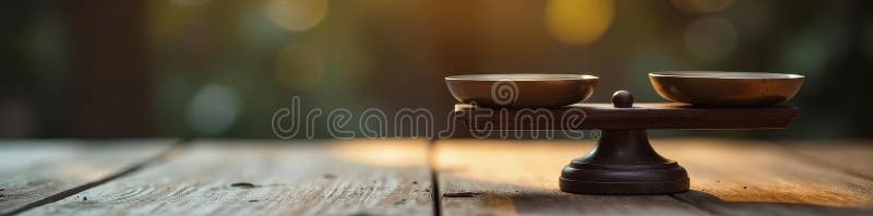 Classic Balance Scale with Weights on Wooden Surface, Accuracy, Brass ...