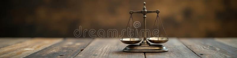 Classic Balance Scale with Weights on Wooden Surface, Brass, Pointer ...