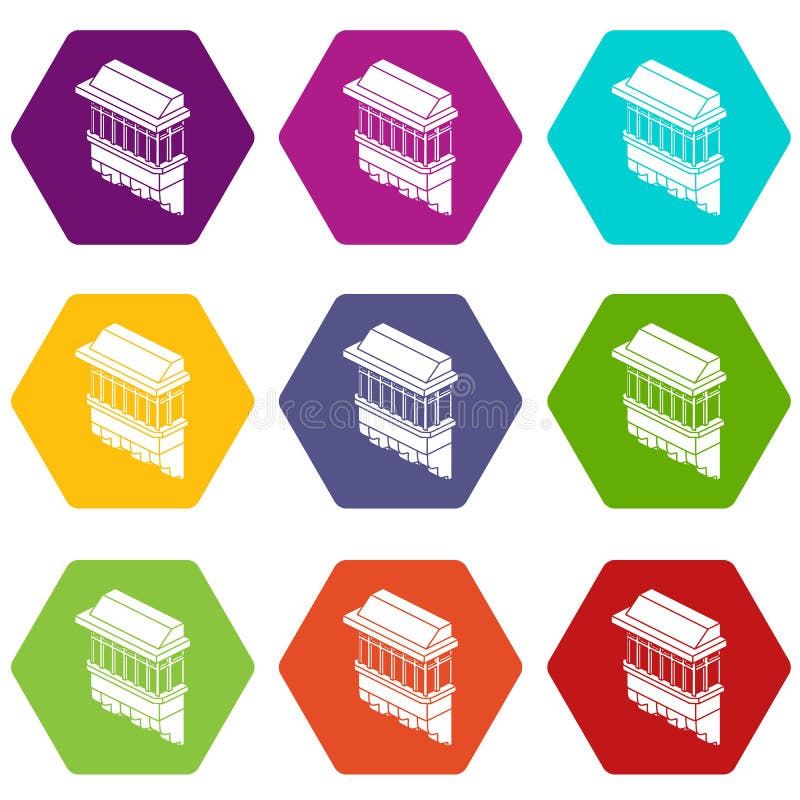 Classic Balcony Icons Set 9 Vector Stock Vector - Illustration of city ...