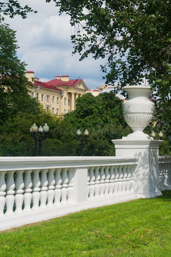Classic Balustrade with Vase . Stock Image - Image of grass, europe ...