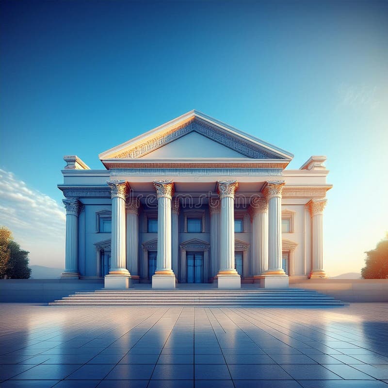 Classic Bank Building with Soft Lighting, Representing the Stability of ...