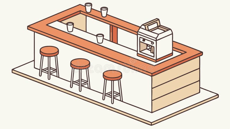 Classic Bar Counter with Bar Stools, Vector Design Generative AI Stock ...