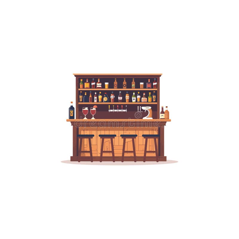 Classic Bar Setup with Variety of Drinks. Vector Illustration Design ...