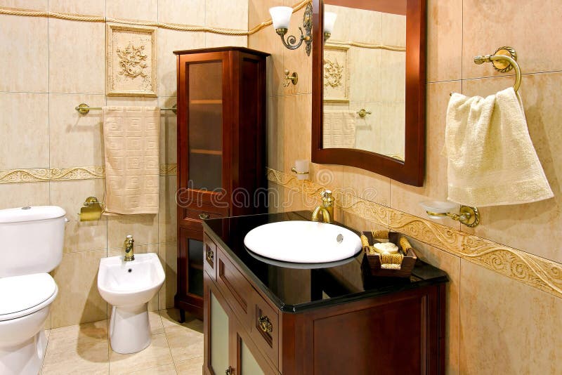 Classic bathroom stock photo. Image of brass, luxury - 13322600