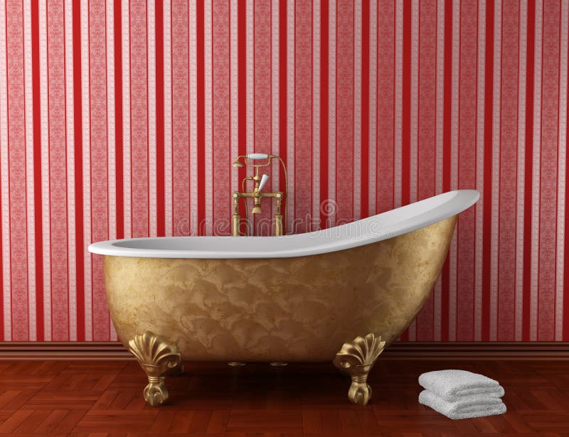 Classic Bathroom with Old Bathtub Stock Photo - Image of indoors, bath ...