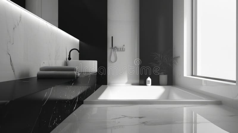 A Classic Bathroom Scene in Monochrome Tones Stock Image - Image of ...