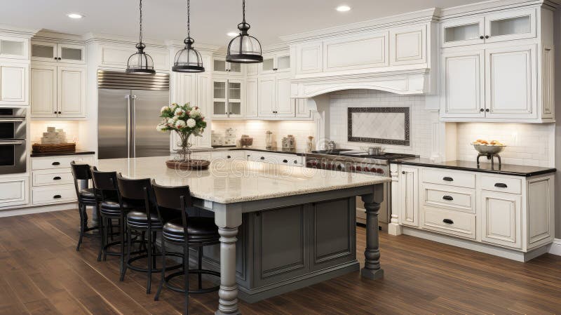 Classic Beautiful Kitchen Cabinets Stock Illustration - Illustration of ...