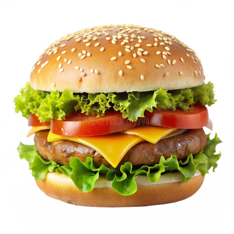 Classic Beef Burger with Sesame Bun Stock Photo - Illustration of ...