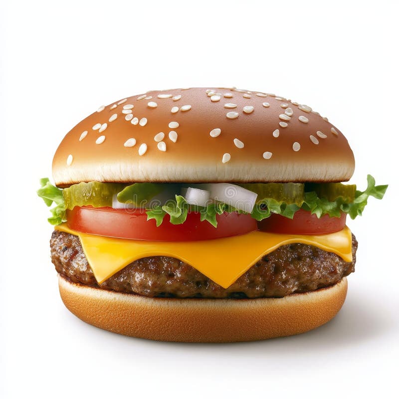 Classic Beef Cheeseburger with Fresh Toppings and Melted Cheese ...
