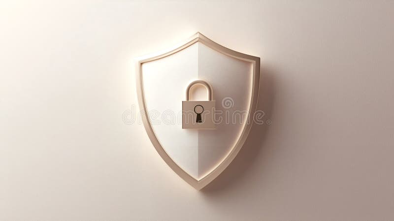 Classic Beige Shield with a Lock Icon, Symbolizing Data Security and ...